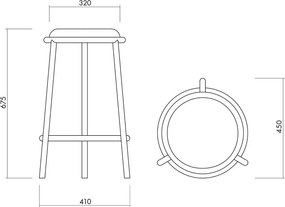Vínová kovová barová stolička (výška sedáku 68 cm) Hogo – noo.ma