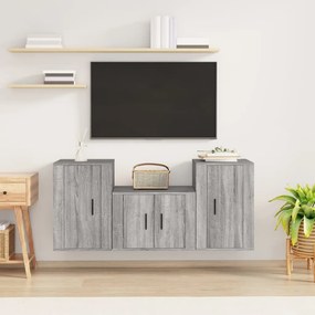 3dílný set TV skříněk šedý sonoma kompozitní dřevo 3188500