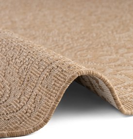 NORTHRUGS, Kusový koberec Duet Rosel 106252 Beige/White kruh - na ven i na doma, 160x160 (průměr) kruh, béžová, chodba / předsíň