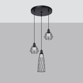 Sollux Lighting Závěsné svítidlo SUBA 3P černé