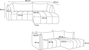 Oranžová rohová pohovka z textilie bouclé (levý roh/s lenoškou) Azra – Bobochic Paris