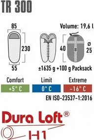 High Peak TR 300 (23066) / Spací pytel / 230x85 cm / +3°C | -2°C | -18