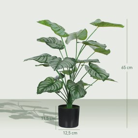 HOMCOM Dekorativní umělé rostliny 65 cm, umělá rostlina s květináčem a listy do interiéru, zelená