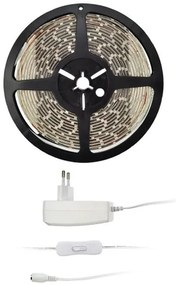 LED světelný pás s testrem, 5m, sada s 12V adaptérem, 4,8W/m, IP65, studená bílá