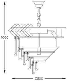 Zuma Line 23910/9 - Lustr na řetězu LYON 9xE14/40W/230V zlatá