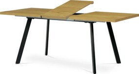 Autronic Jídelní stůl 140+40x85x75 cm, deska melamin, 3D dekor divoký dub, kovové nohy, černý mat HT-780 OAK