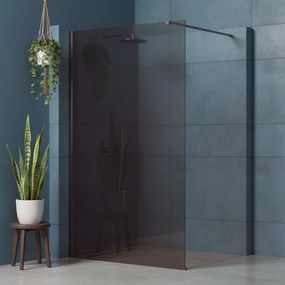 Bezrámová sprchová zástěna REA FLEXI TITAN 110 cm, titan kartáčovaný/hnědá kouřová - bez vaničky