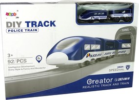 LEAN Toys Souprava městský policejní vlak modrý 203 km/h