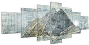 Obraz - Pyramidy v modrém filtru (210x100 cm)
