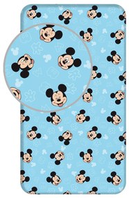 Jerry Fabrics Bavlněné napínací prostěradlo 90x200 + 25 cm - Mickey "Blue 02"