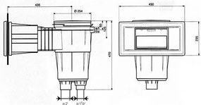 Vagnerpool Skimmer 17,5 l světle šedá (RAL7004 - signální šedá) široké hrdlo, pro folii (372 x155 otvor)