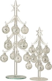 Skleněný stromek se stříbrnými koulemi Baubles Stars – Ø 12*30 cm
