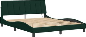 Rám postele s LED osvětlením bez matrace Hanko tmavě zelený 160 x 200 cm samet 3213790