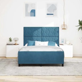 Postel s boxspringem s čelo Tmavě modrá 140 x 200 cm samet 3345015