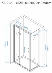 BPS-koupelny Obdélníkový sprchový kout HYD-OK02A 90x80 černý/transparent - bez vaničky