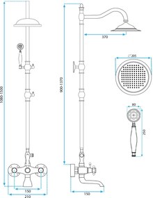 Rea Retro - vanový sprchový set, černá, REA-P2366
