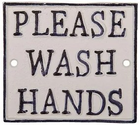Kovová cedulka PLEASE WASH HANDS