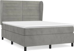 Box spring postel s matrací světle šedá 140x190 cm samet 3129267