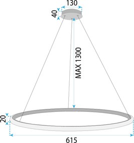 Toolight Toolight, LED stropní osvětlení 60cm, 37W, 3000K, LHJ005-CP, zlatá matná, OSW-60002