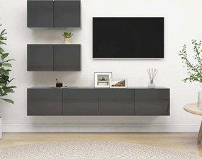 vidaXL 4dílný set TV skříněk dřevotříska [3078710] Barva: Betonová šedá