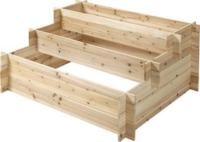 Outsunny 3-podlažní dřevěný zahradní květináč, zvýšený venkovní květinový záhon pro květiny, zeleninu a bylinky, 120x100x54cm | Aosom