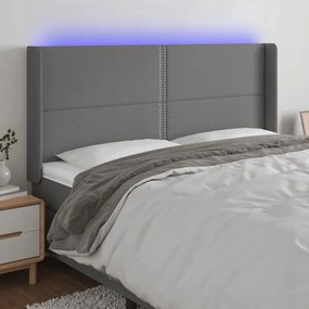 Čelo Postele S Led Tmavě Šedé Textil Tmavě Šedá 203 x 16 x 118/128 cm