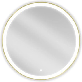 Mexen Esso koupelnové zrcadlo osvětlené, kulaté 80 cm, LED 6000K, proti zamlžení, zlatý rám - 9825-080-080-611-50