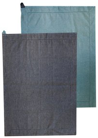 HOME ELEMENTS Utěrka z recyklované bavlny 2 ks, 50 x 70 cm, Modrá