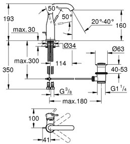 Grohe Essence - páková umyvadlová baterie s odtokovou garniturou, chrom 23462001