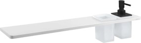 Sapho Abeline - Polička s dávkovačem a sklenkami, délka 60 cm, matná bílá/černá AE602-0101-03