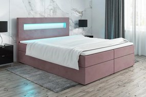 KENIX LOZE 140x200 boxspring postel s LED osvětlením růžová 140 x 115 x 209 cm