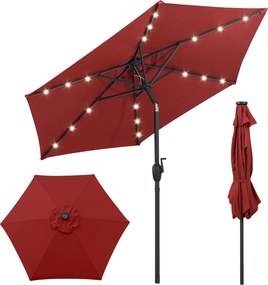 Costway Slunečník 230 cm s LED solárním osvětlením a klikou