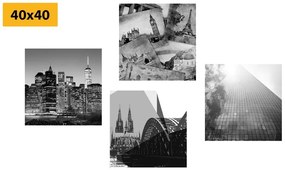 Set obrazů města v zajímavém provedení - 4x 60x60 cm