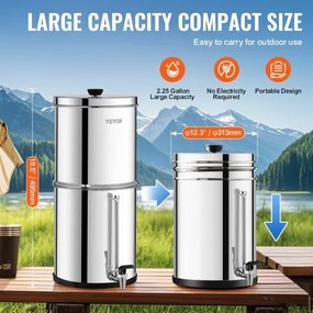 Gravitační vodní filtr z nerezu 8,5 l se 2 filtry – k8626