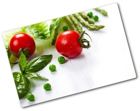 Wallmuralia Kuchyňská deska velká skleněná Čerstvá zelenina 80x52 cm