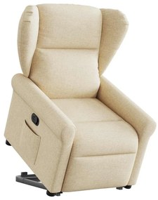 Zvedací polohovací křeslo krémové textil 3303382