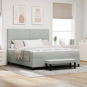 Postel s boxspringem s čelo Světle šedá 200 x 180 cm samet 3344462
