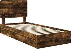 Postel s úložným prostorem se zásuvkou Kouřový dub 100 x 200 cm 3412718