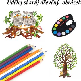 AMADEA Dřevěný obrázek k vymalování  koťátka 17 cm