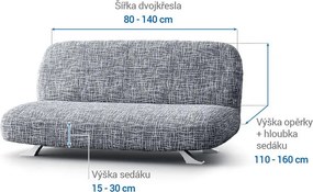 Bielastické potahy GRAFITI NOVÉ antracit dvojkřeslo s dřevěnými rukojeťmi (š. 80 - 140 cm)