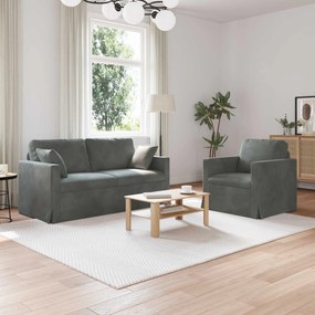 Set pohovek 2 ks Tmavě šedá samet 3407552