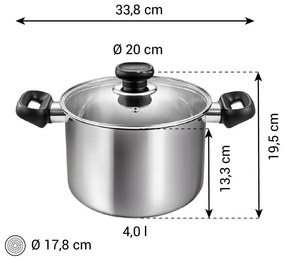 Nerezový hrnec s pokličkou na indukci 4 l Brava – Tescoma