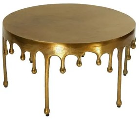 Velký kovový kruhový stolek Tekuté zlato v milánském designu 75 cm