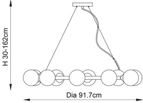 Endon 106008 - Lustr na lanku OTIS 10xG9/3W/230V zlatá