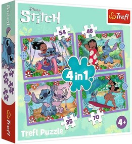 Puzzle 4v1 Bláznivý den Lilo & Stitch