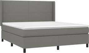 Box spring postel s matrací a LED tmavě šedá 160x200 cm textil 3138166