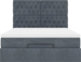 Osmanský rám postele s matracemi tmavě šedá 140x200cm samet 3313548