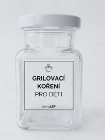 Samolepka na kořenky GRILOVACÍ KOŘENÍ PRO DĚTI průhledná 5 × 5 cm tučné písmo