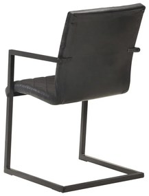 Konzolové jídelní židle 2 ks černé pravá kůže - Default Title