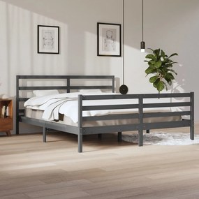 Rám postele šedý masivní borovice 200 x 200 cm,  3105028